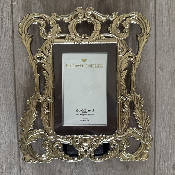 Accents | Philip Whitney Metal Gold Plated Floral Filigree Photo Frame ...